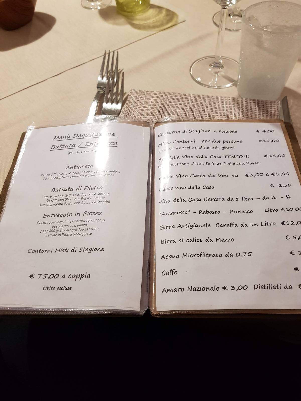 Menu da Ristorantino Carbone, Treviso