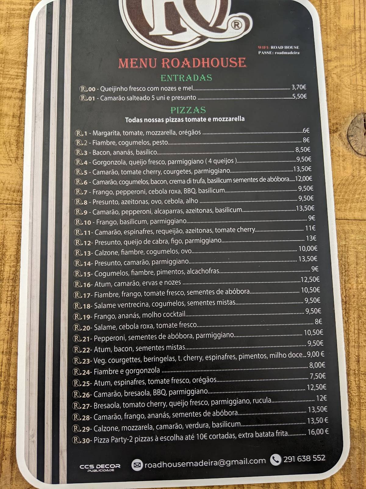 Menu em Road House Madeira Pizzeria & Spaghetteria, Funchal