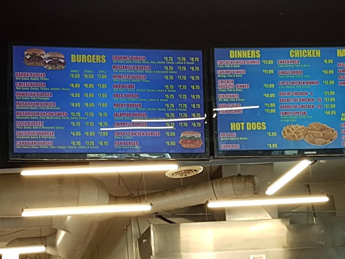 Menu at Burger Baron, Rocky Mountain House, 45 St