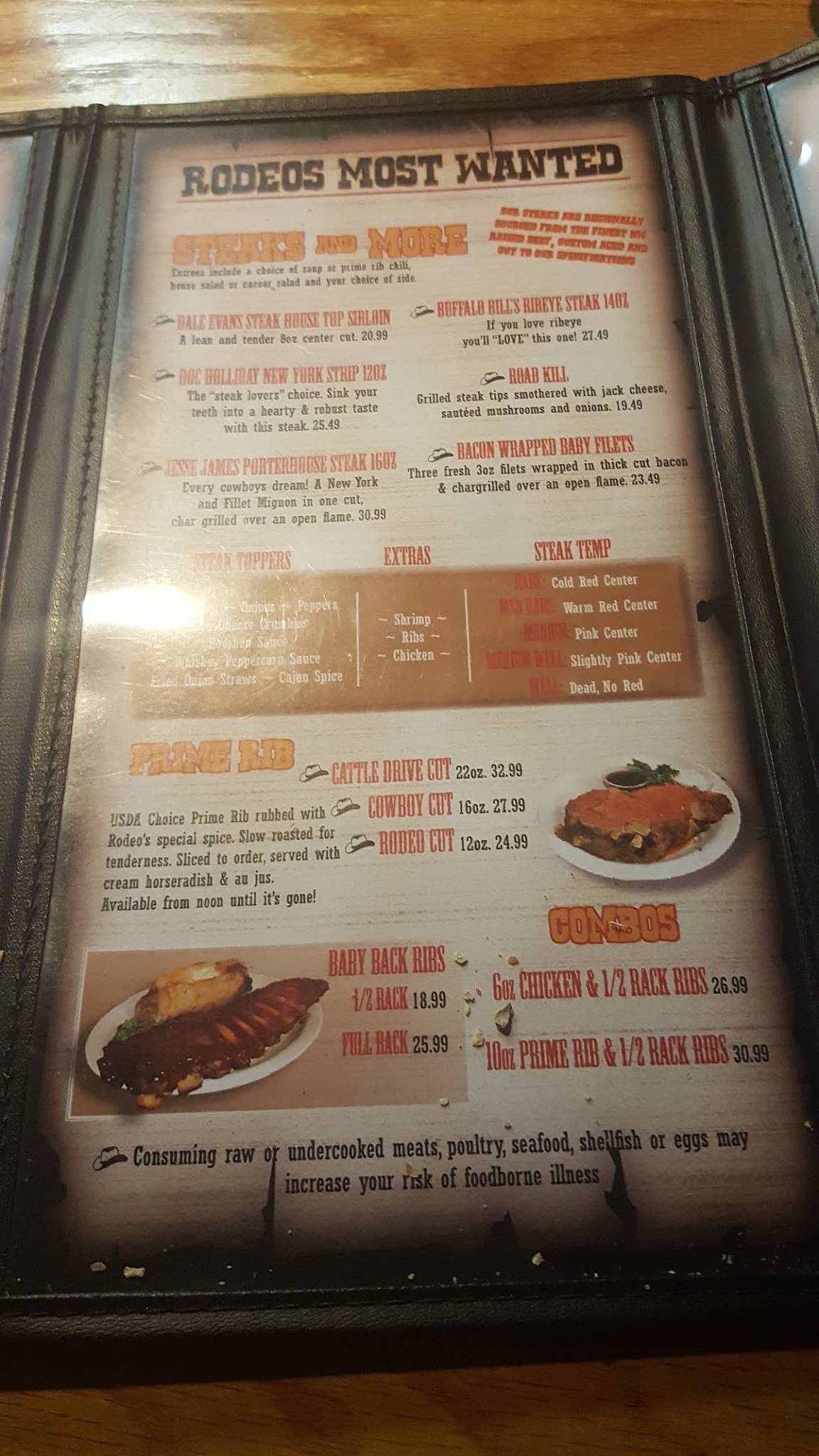 Menu at Rodeo Steakhouse and Grill, Tillamook