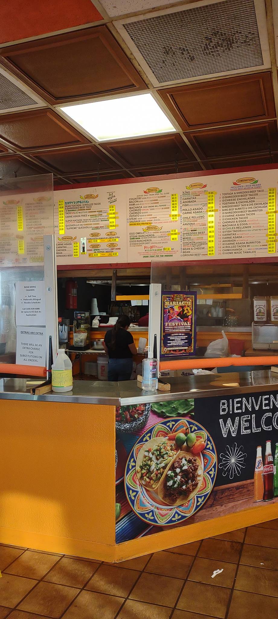 Menu at Rodolfo's Taco Shop restaurant, Sierra Vista