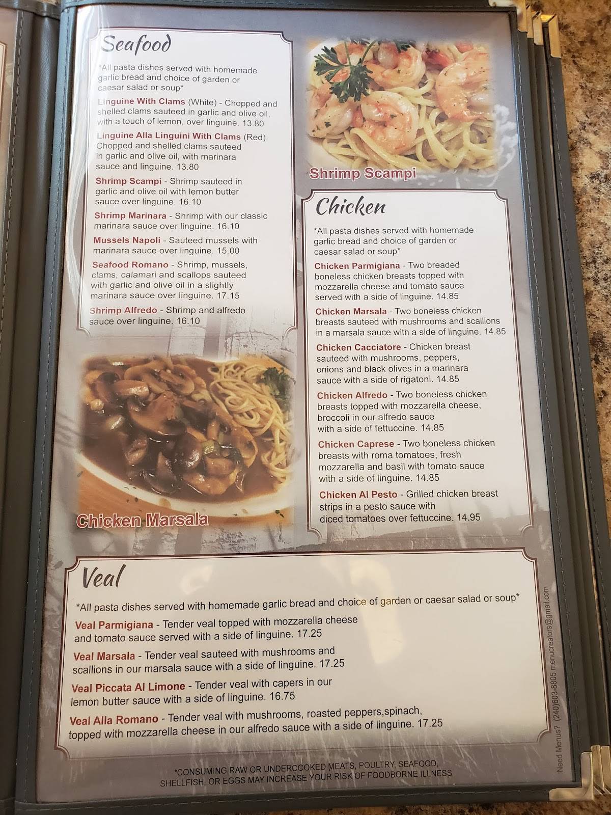 Menu at Romano's Italian Bistro restaurant, McGaheysville, 40 New Hope Rd