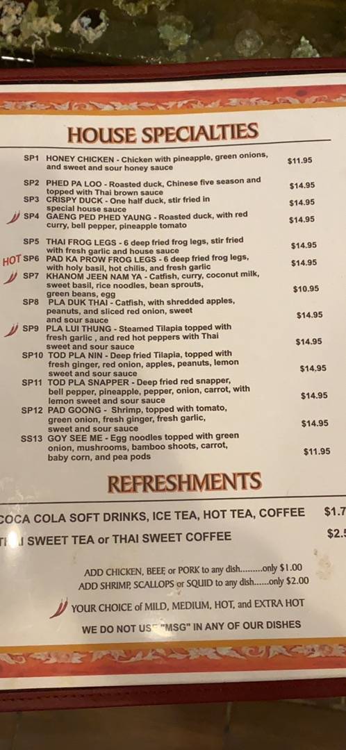 Menu at Golden Buddha Thai Cuisine restaurant, Romeo