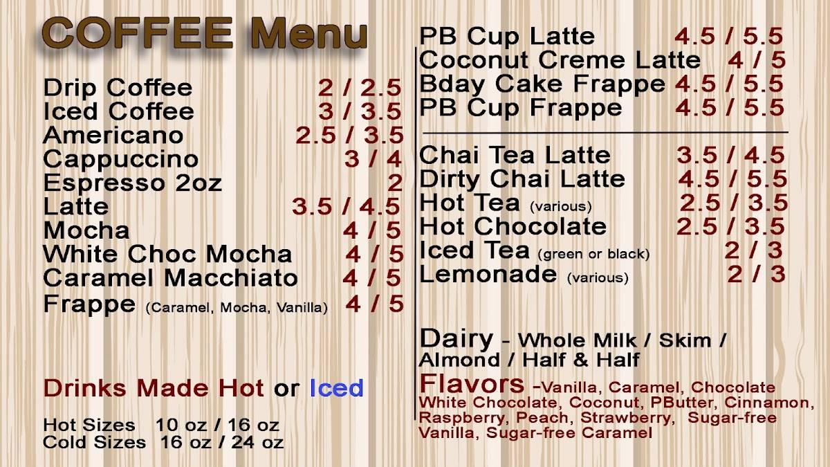 Menu at Route 66 Coffee & Boba pub & bar, Edgewood