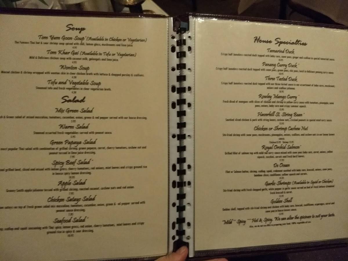 Menu at Royal Orchid restaurant, Rowley