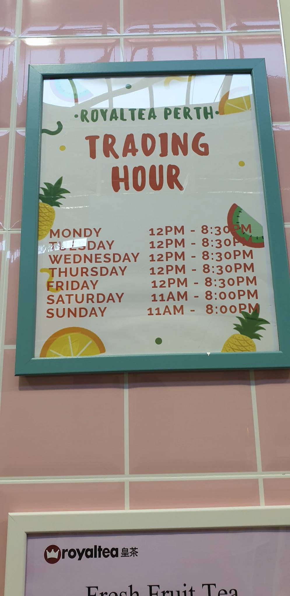 Menu at Royal Tea, Morley