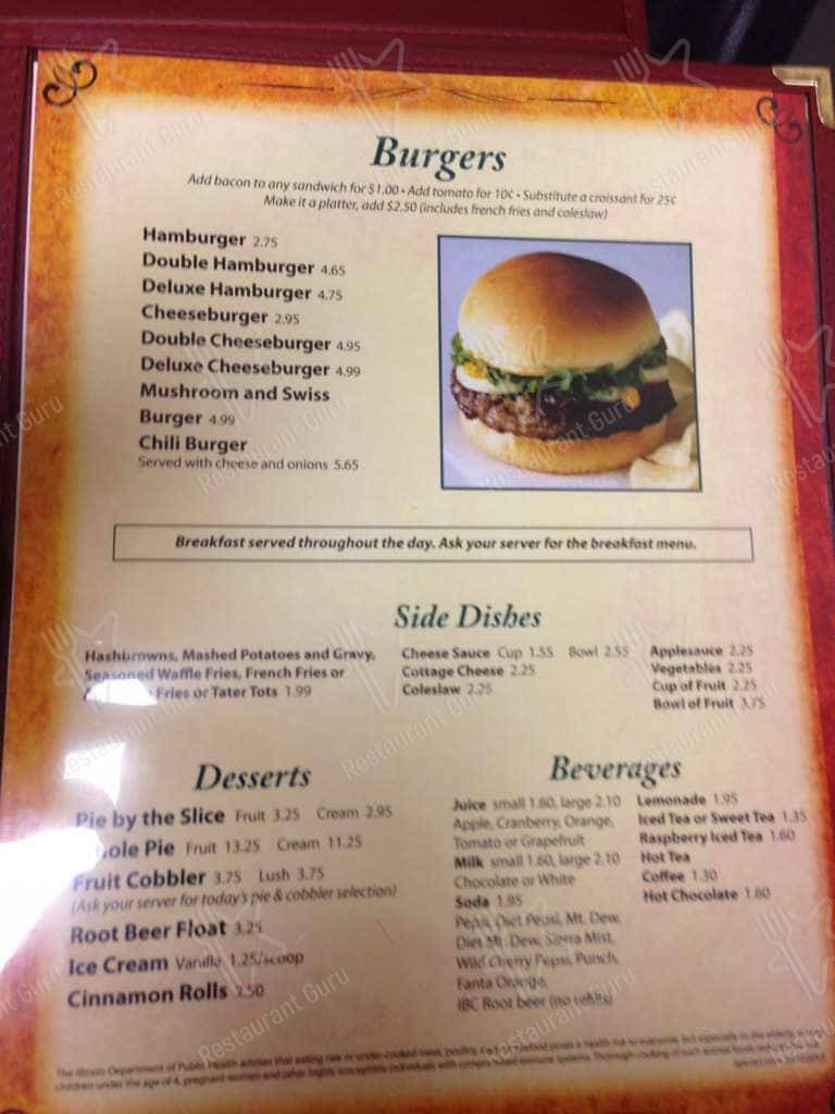 Menu at Rudi's Grill restaurant, Jacksonville