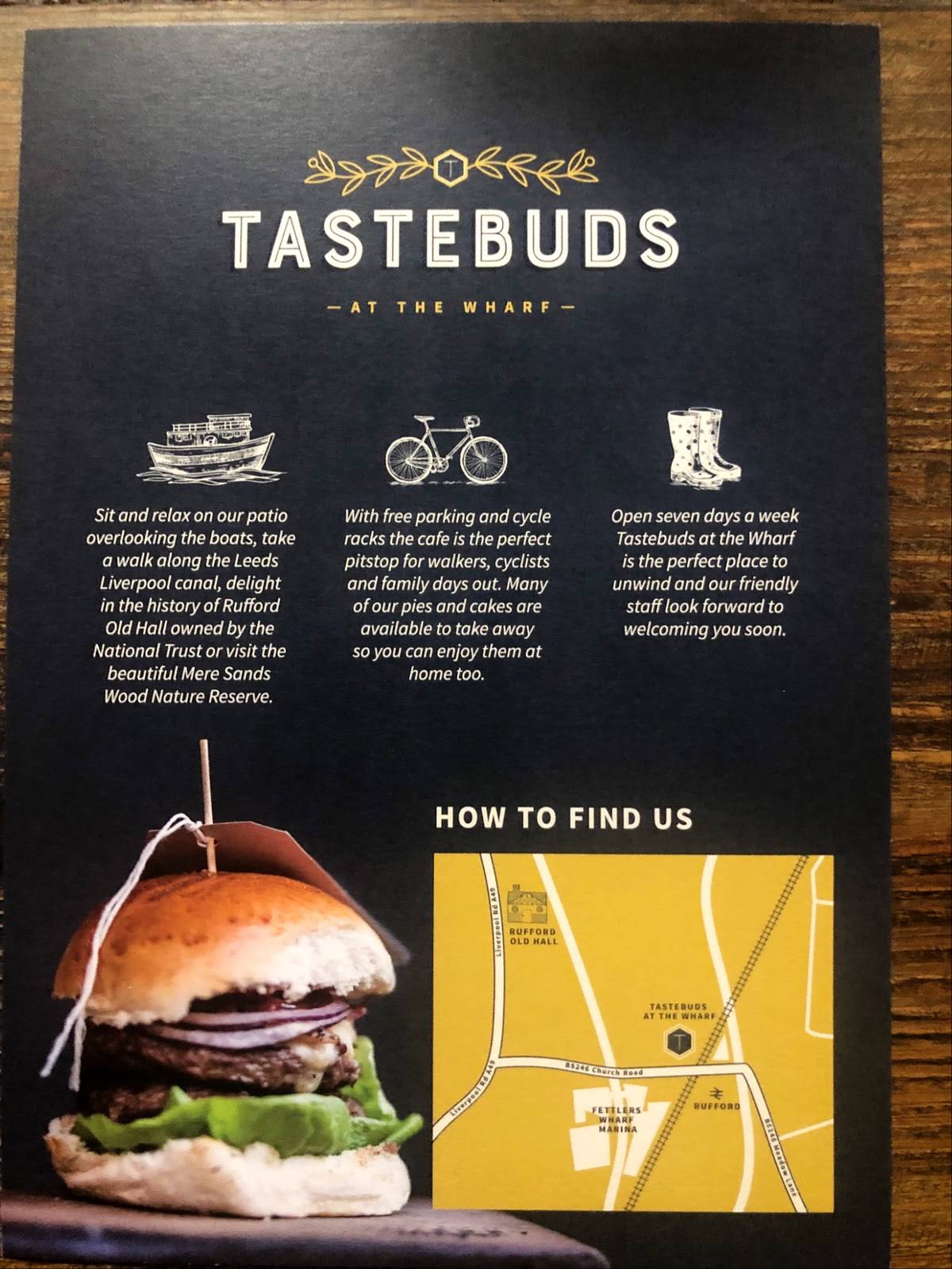 Menu at Tastebuds at the Wharf cafe, Rufford