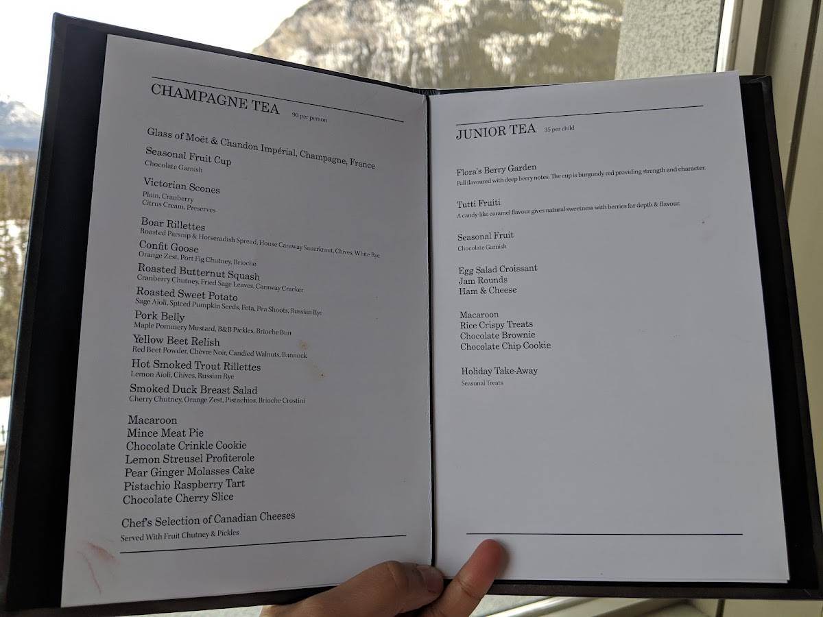 Menu at Rundle Bar at Fairmont Banff Springs, Banff