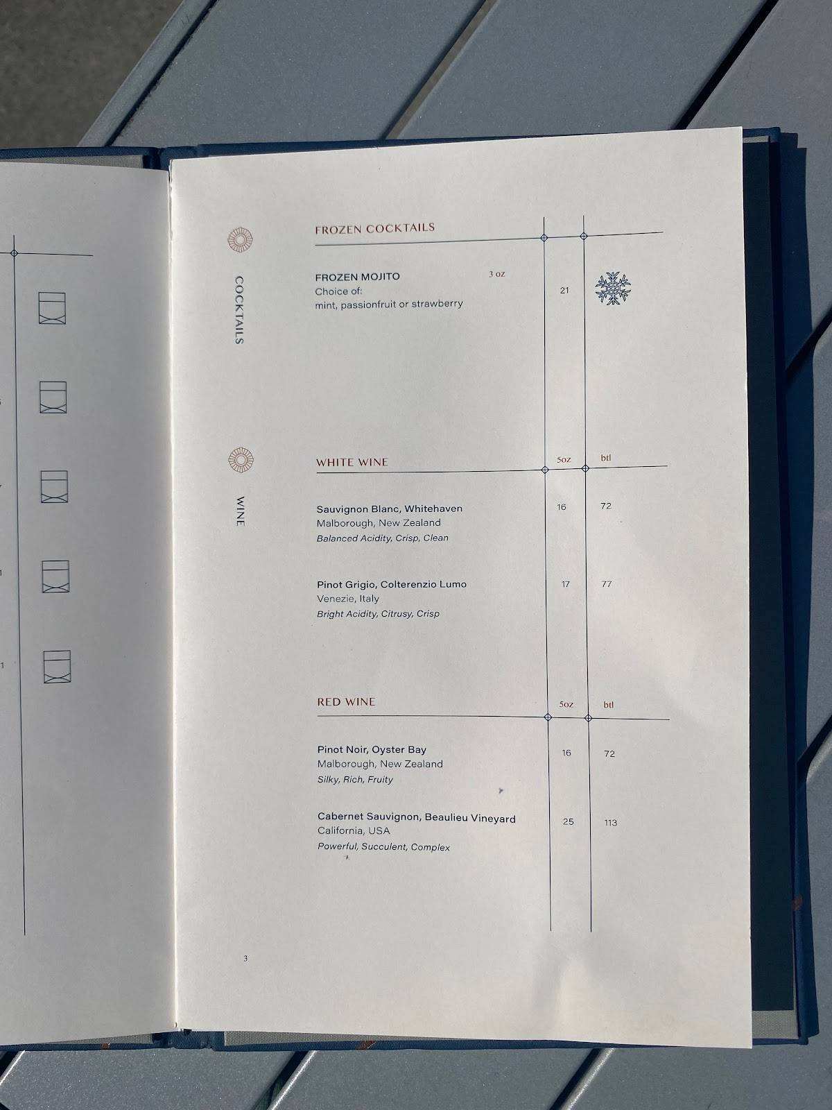 Menu at Rundle Bar at Fairmont Banff Springs, Banff