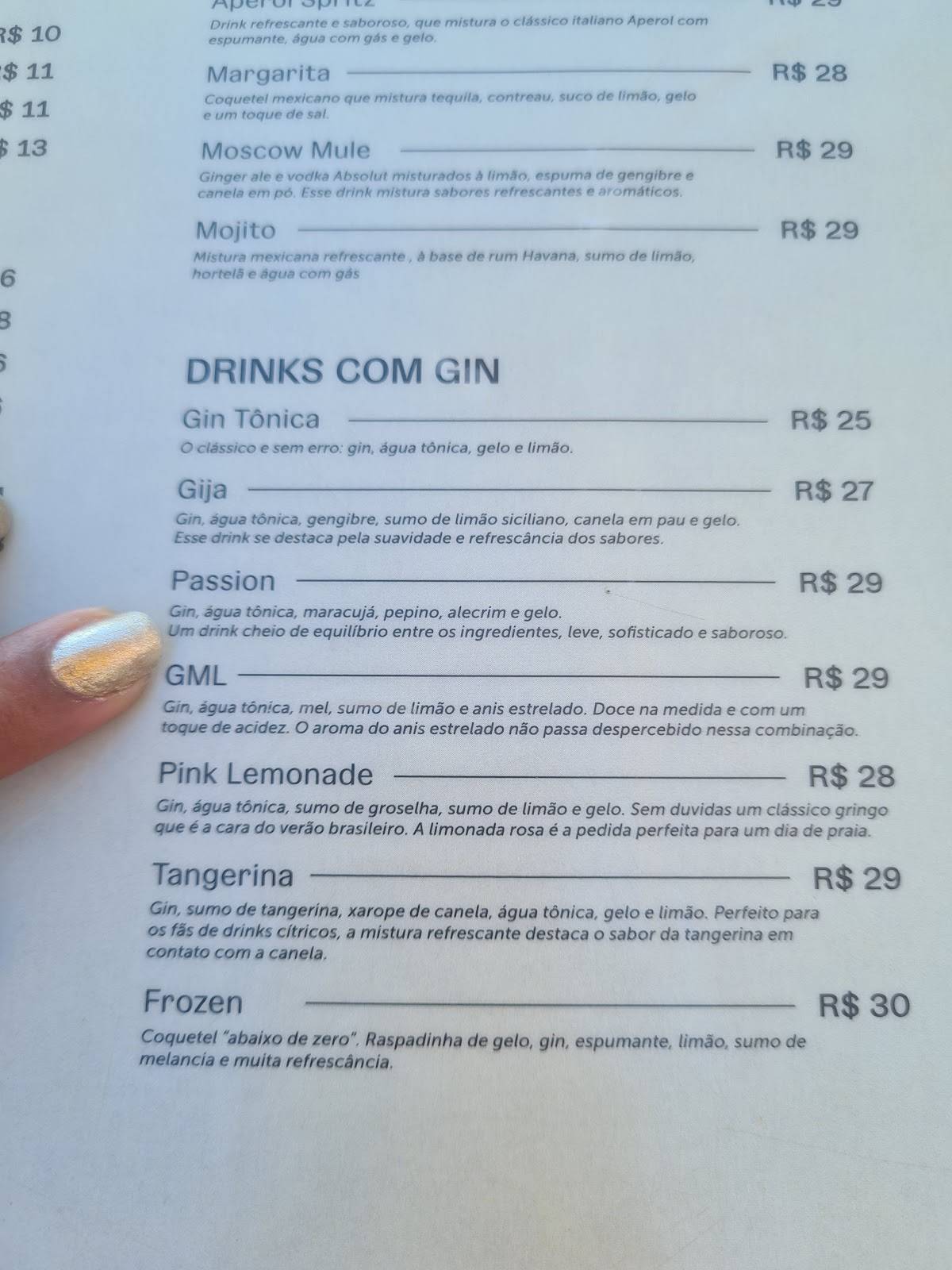 Menu em SAL - Bar de Praia, Salvador, Av. Beira Mar