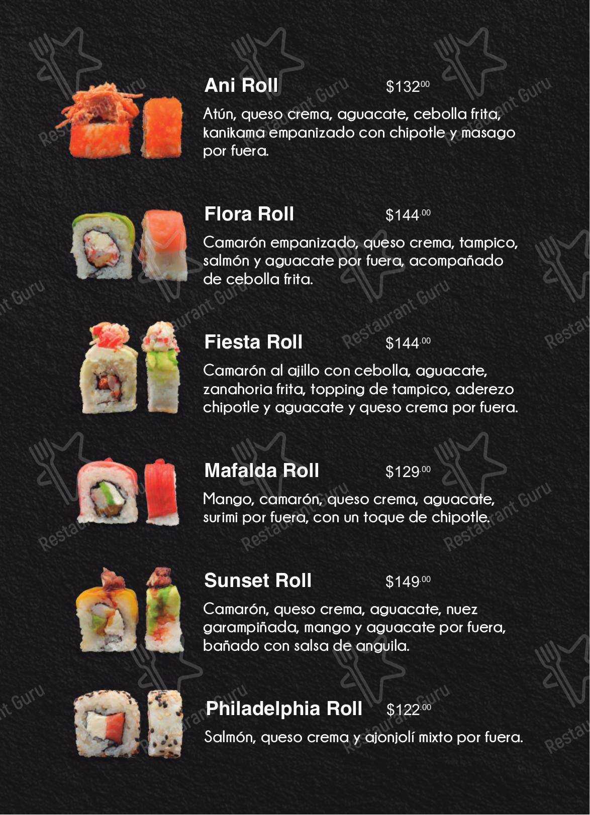 Carta del restaurante Sr. Kimono, Saltillo