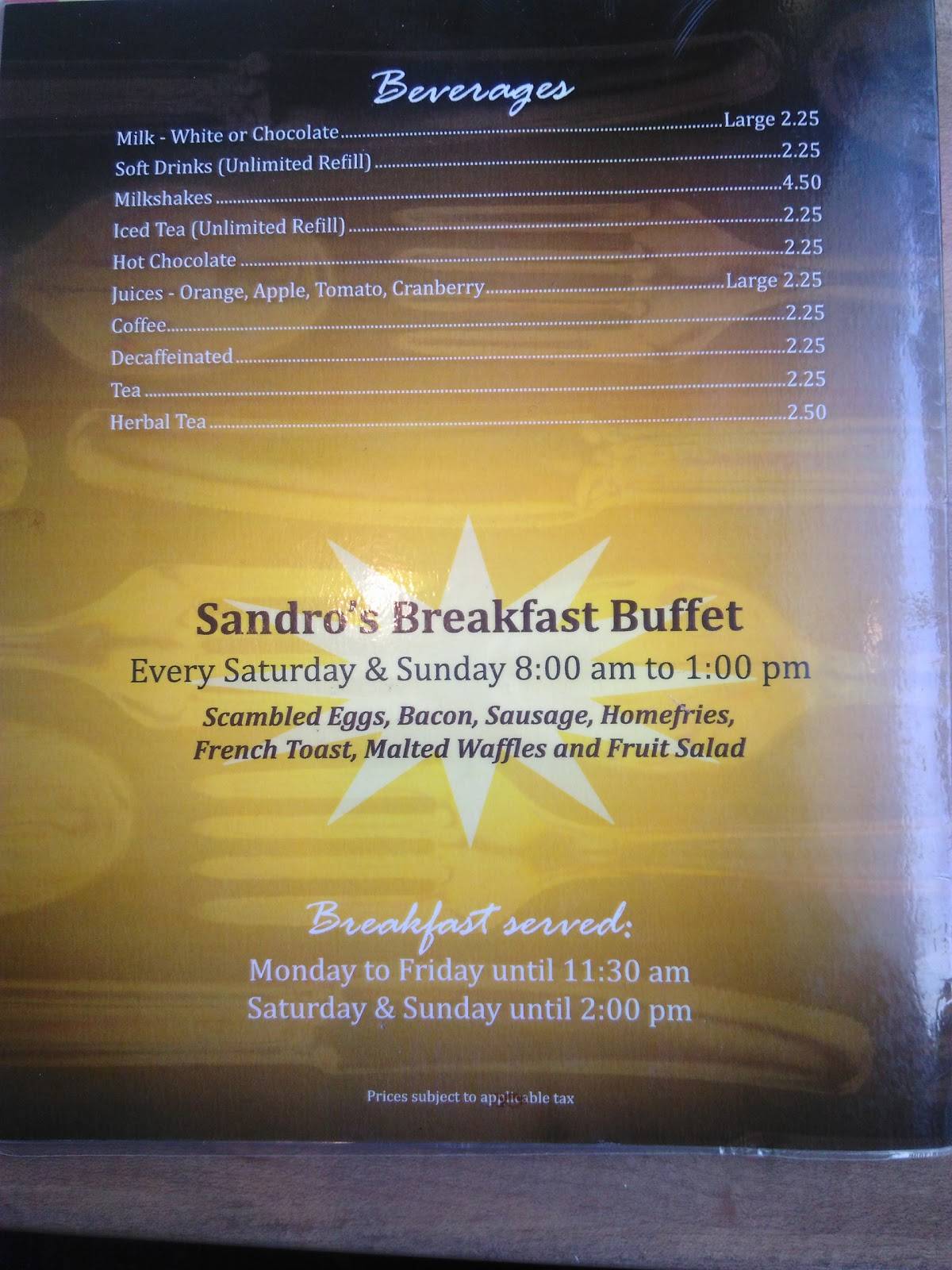 Menu at Sandro's Family Restaurant, Sault Ste. Marie
