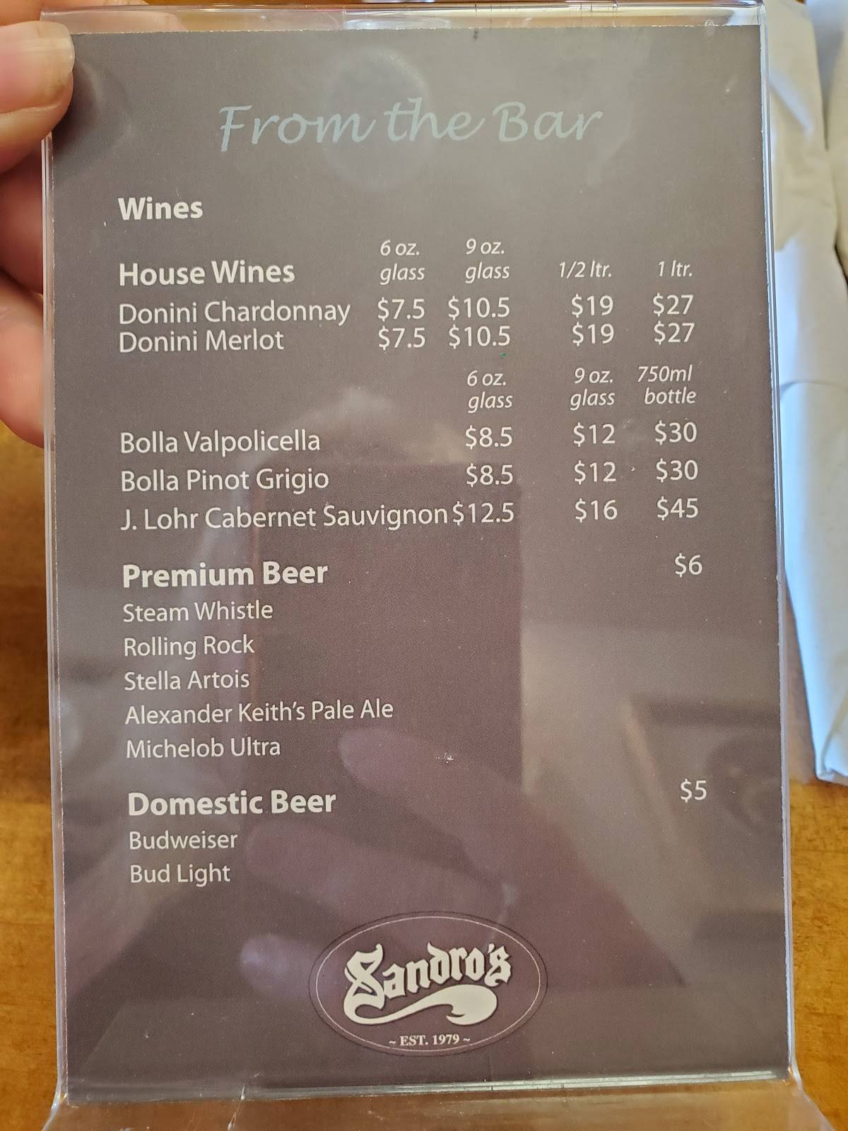 Menu at Sandro's Family Restaurant, Sault Ste. Marie