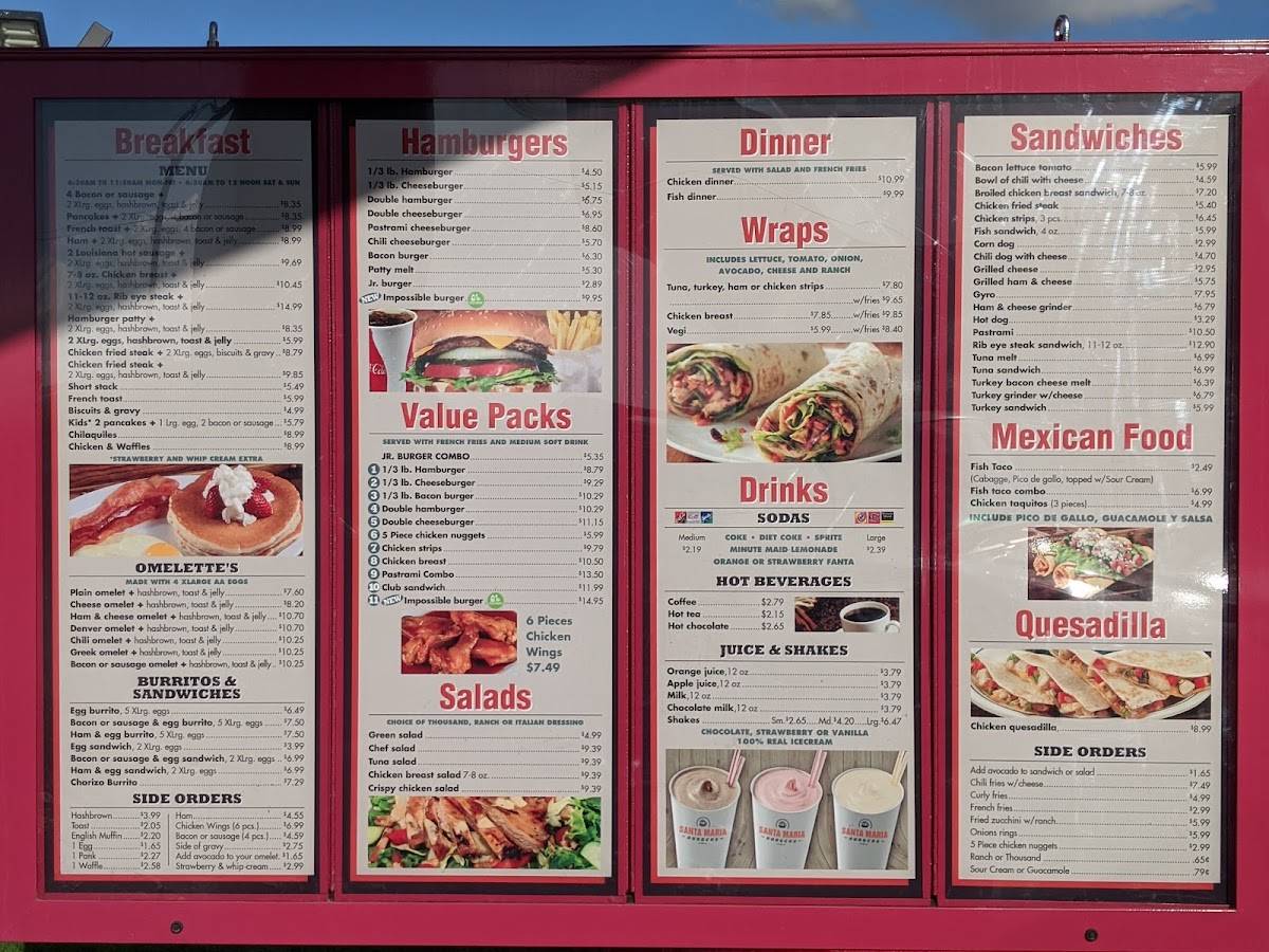 Menu at Santa Maria Burgers restaurant, Santa Maria, S Broadway