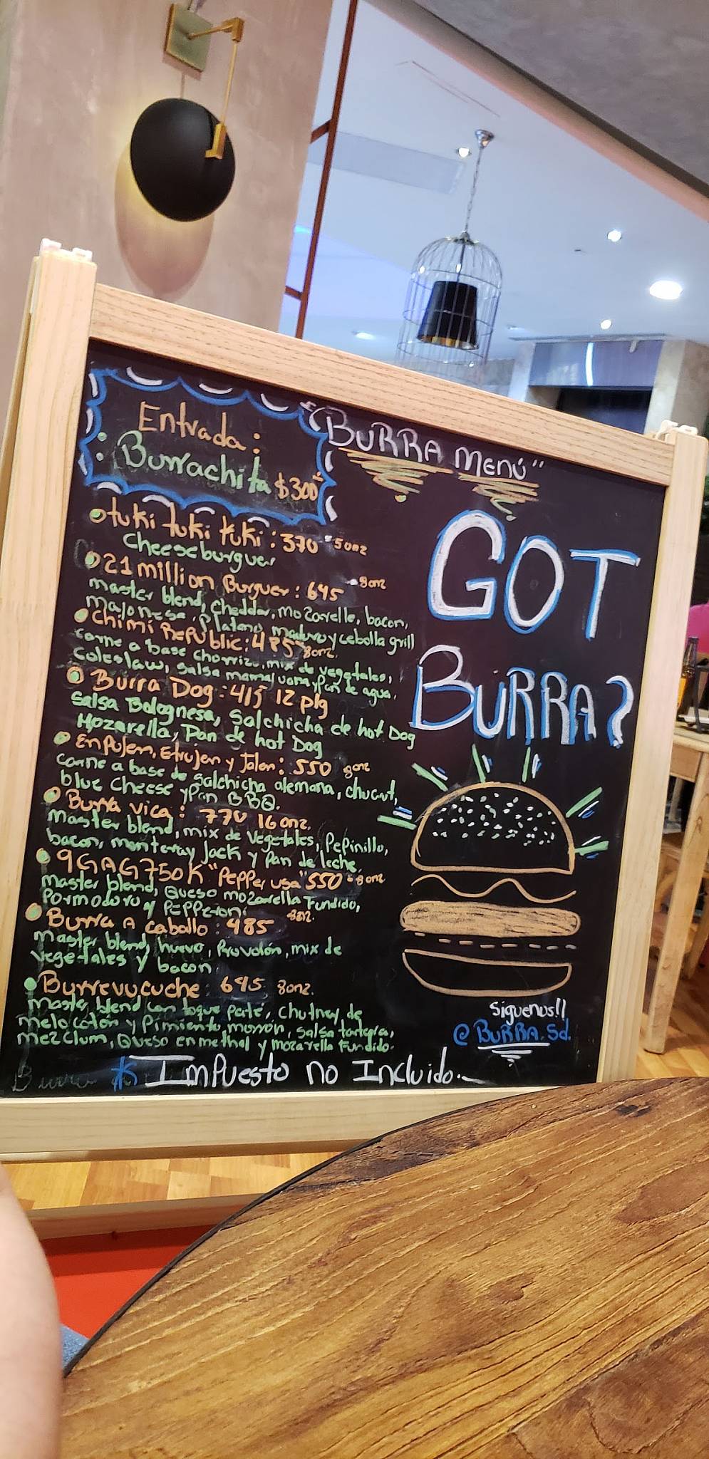 Carta del restaurante BURRA - Burger & Birra, Santo Domingo