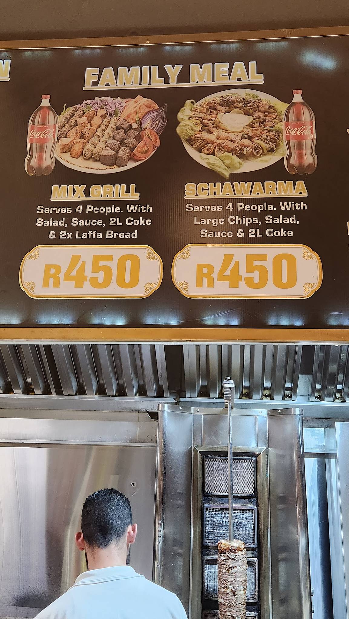 Menu at Schwarma Syrian Rose restaurant, Johannesburg