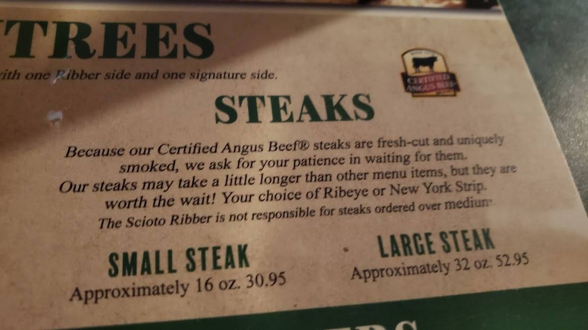 Menu at Scioto Ribber BBQ, Portsmouth