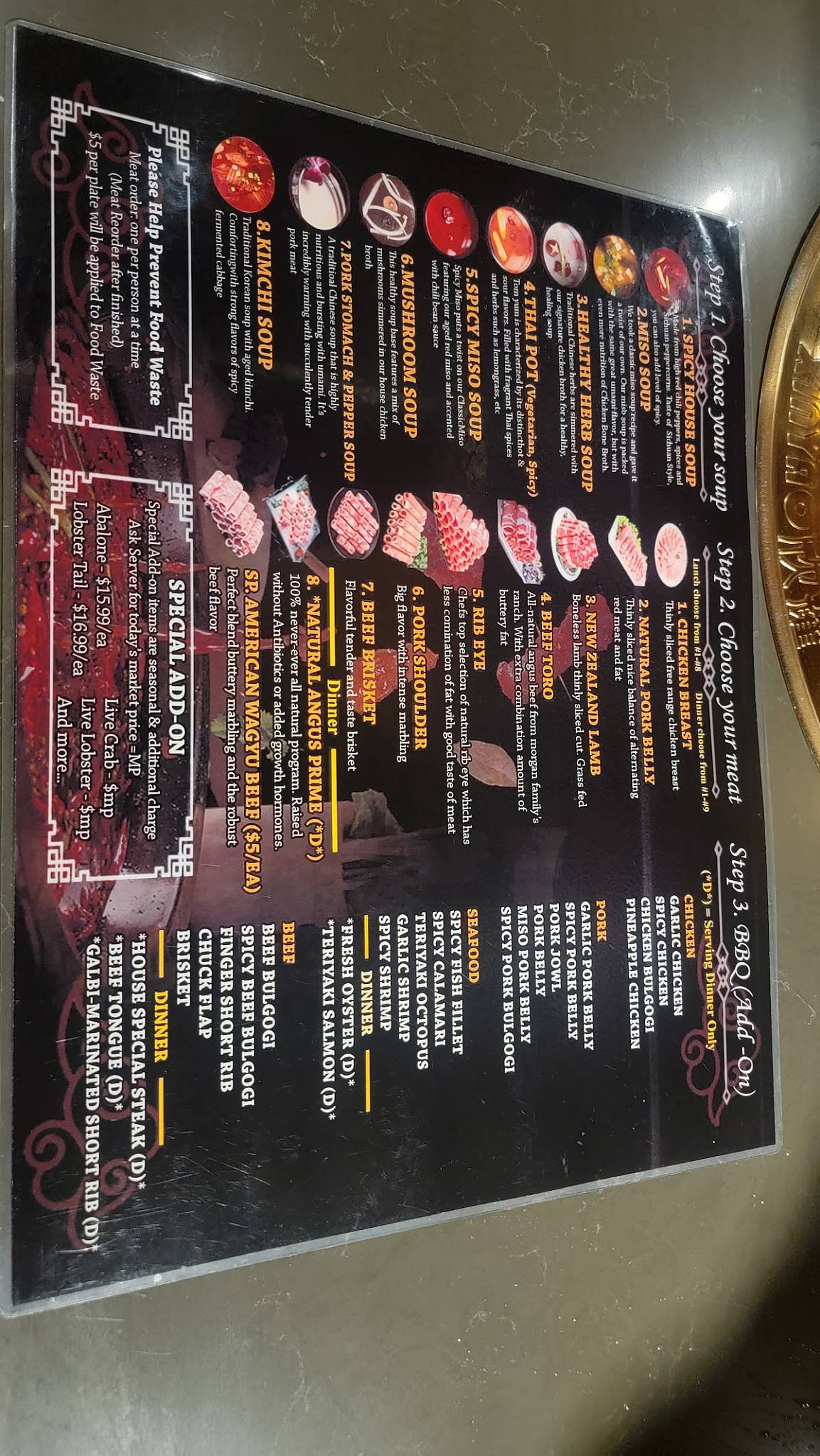 Menu at Seapot pub & bar, Plano