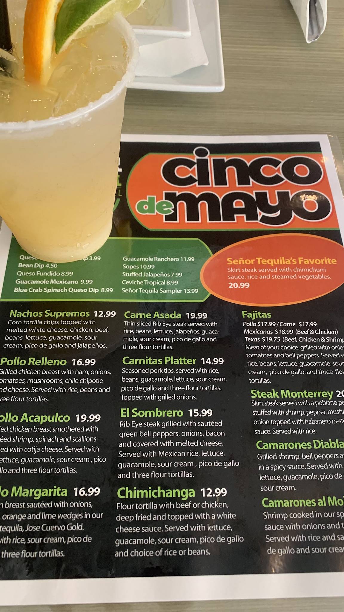 Menu at Señor Tequila Mexican Restaurant - Tampa, Tampa, N Dale Mabry Hwy