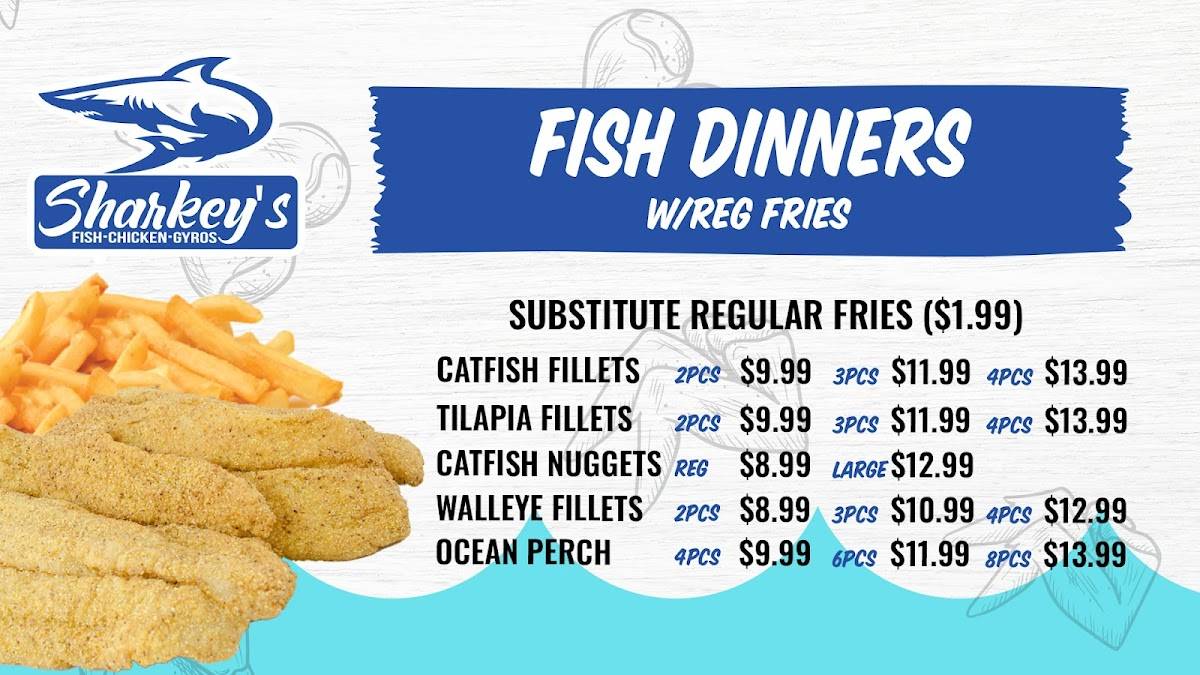 Menu at Sharkey's Fish and Chicken restaurant, Peoria
