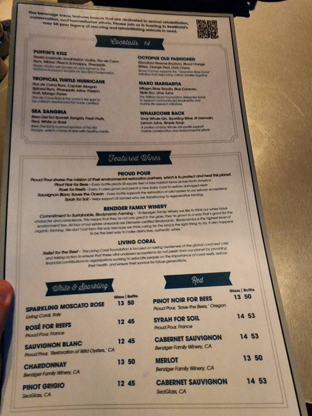 Menu at Sharks Underwater Grill pub & bar, Orlando