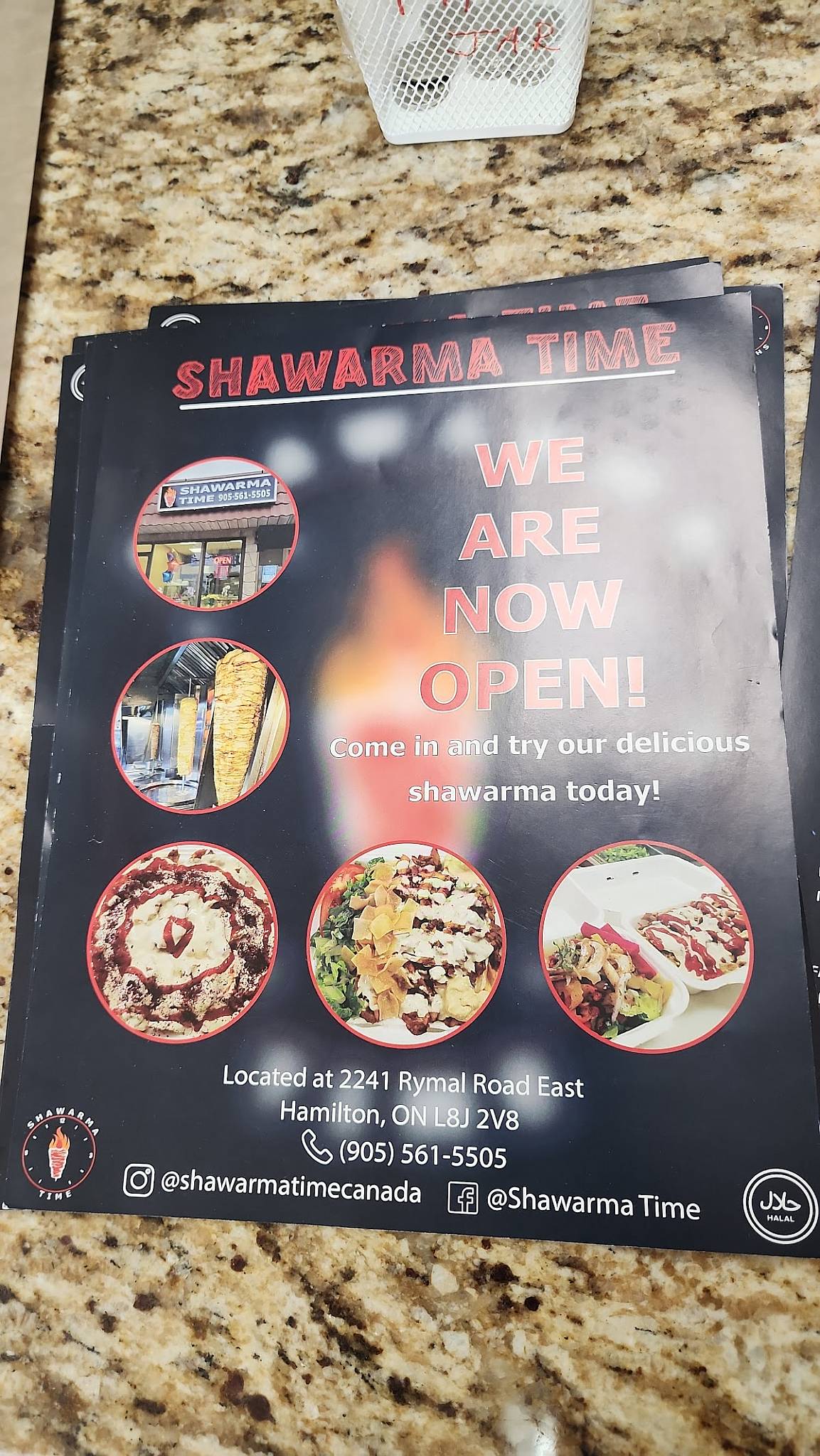 Menu au Shawarma Time restaurant, Hamilton