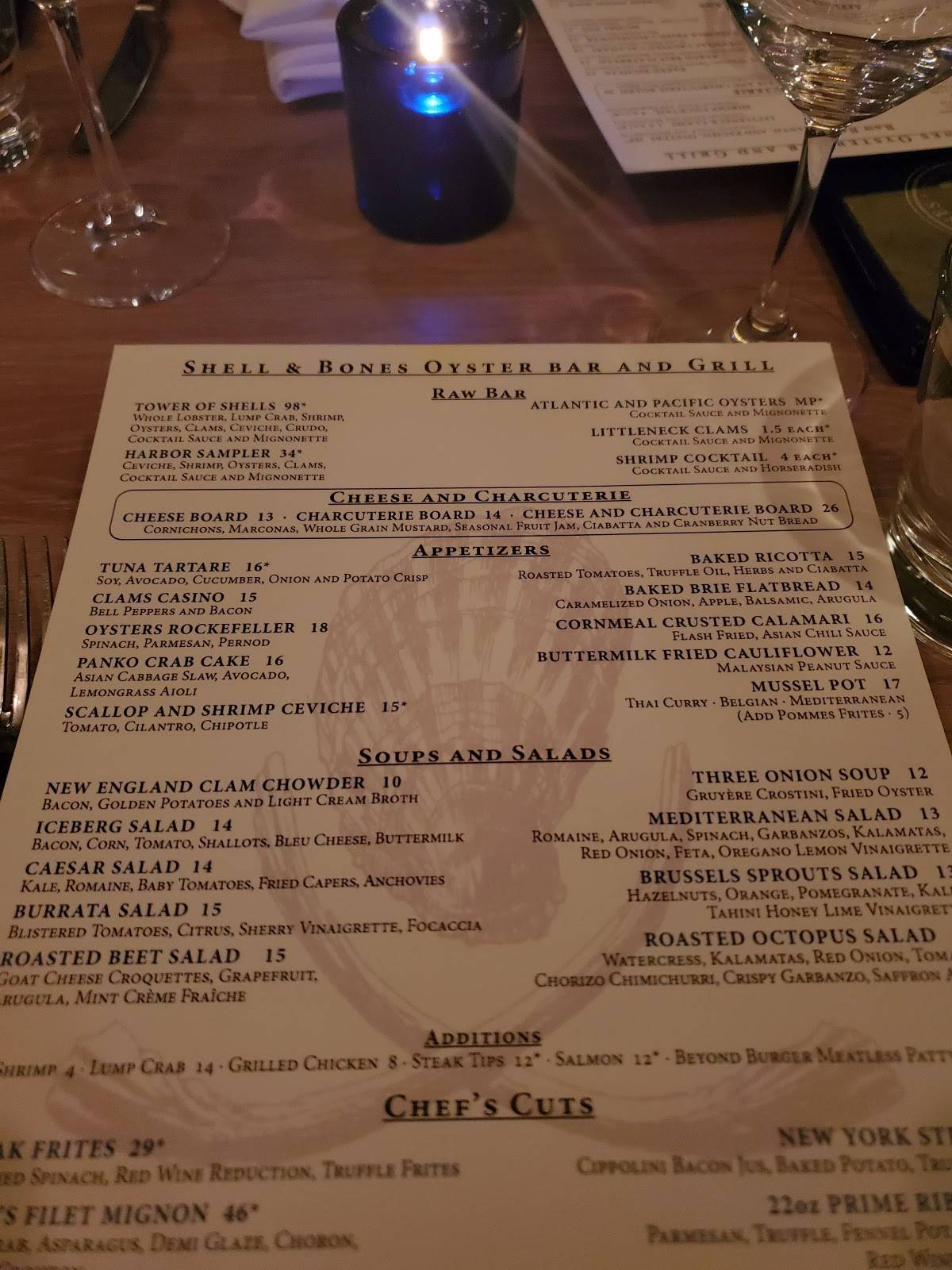 Menu at Shell & Bones Oyster Bar & Grill, New Haven