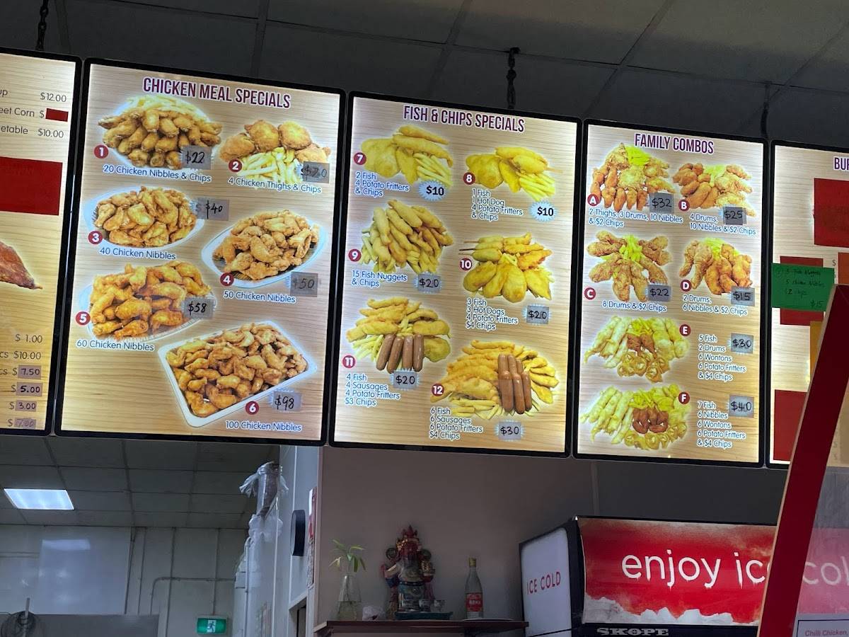 Menu at Shen’s Takeaway restaurant, Auckland, 2 Thomas Rd
