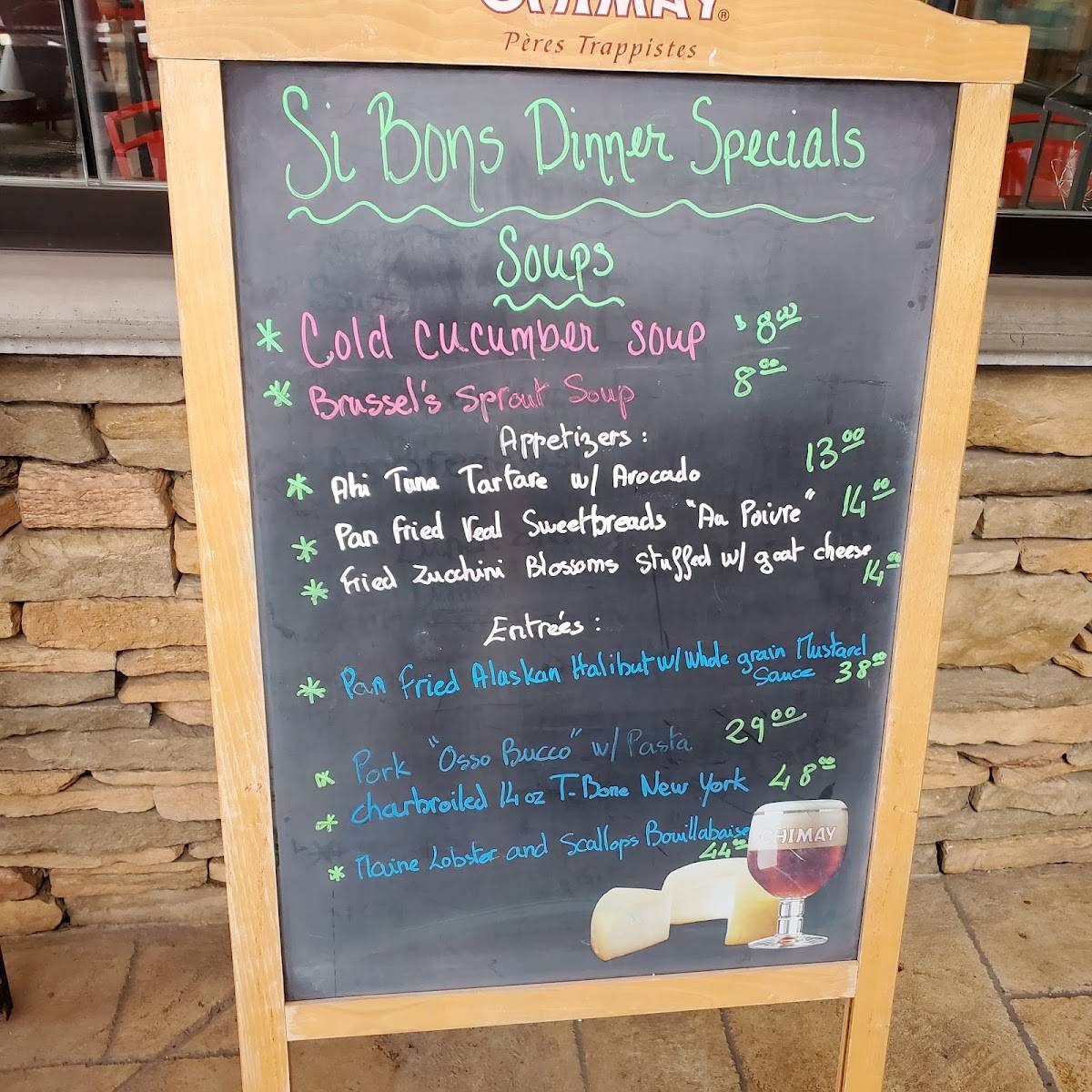 Menu at Si Bon pub & bar, Rancho Mirage