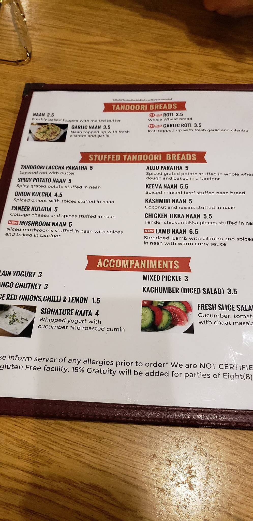 Menu at Signature Indian Cuisine restaurant, Whitby, Dundas St E #1A