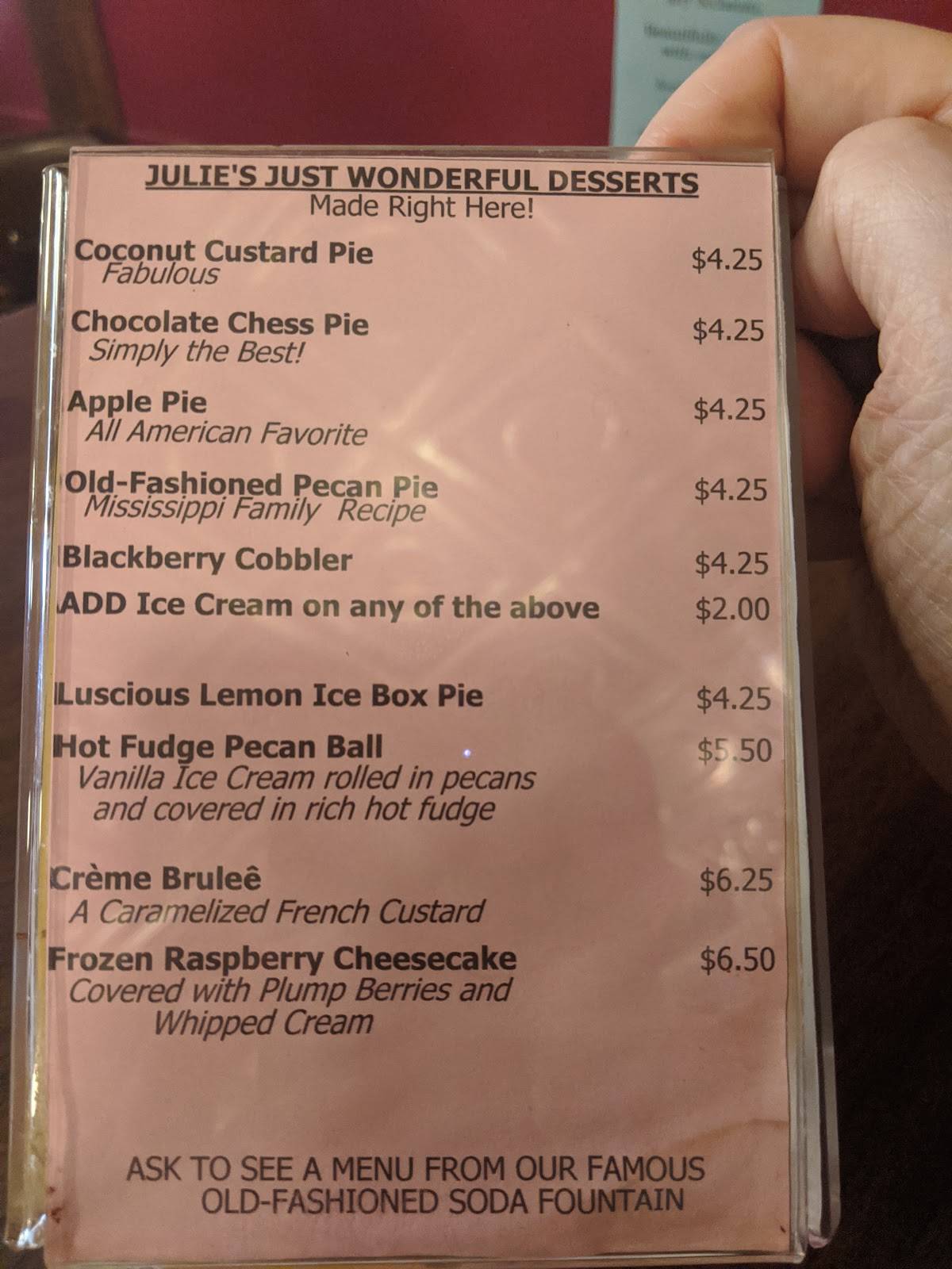 Menu at Silver Caboose Restaurant & Soda Fountain, Collierville