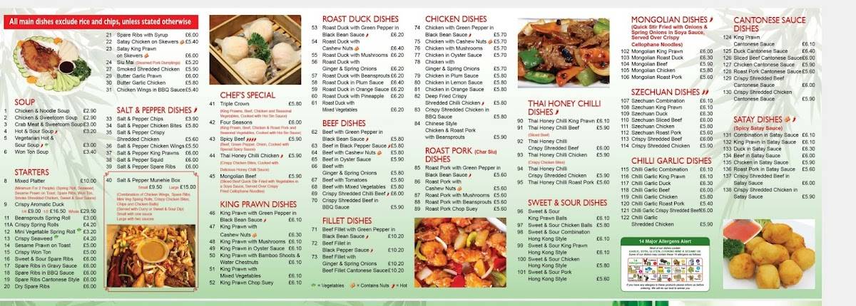 Menu at Singkown House " Milburn Street Chinese " restaurant, Workington