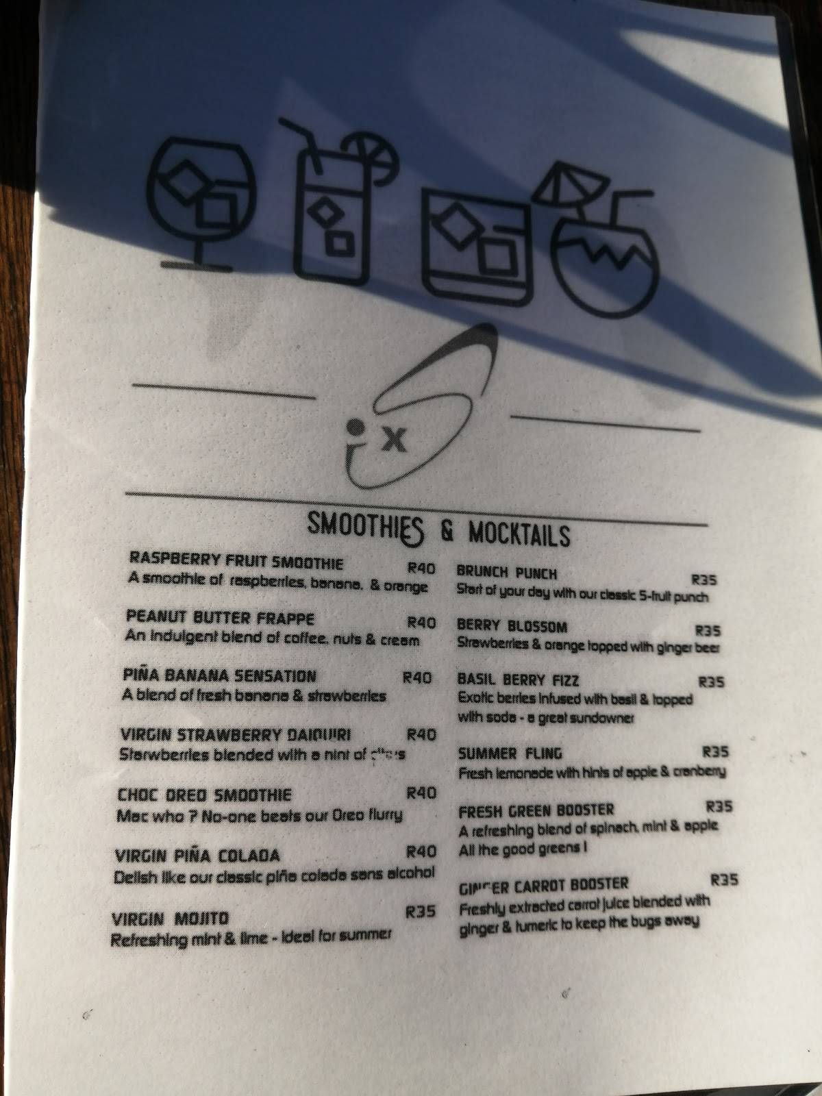 Menu at Six Cocktail Bar, Johannesburg