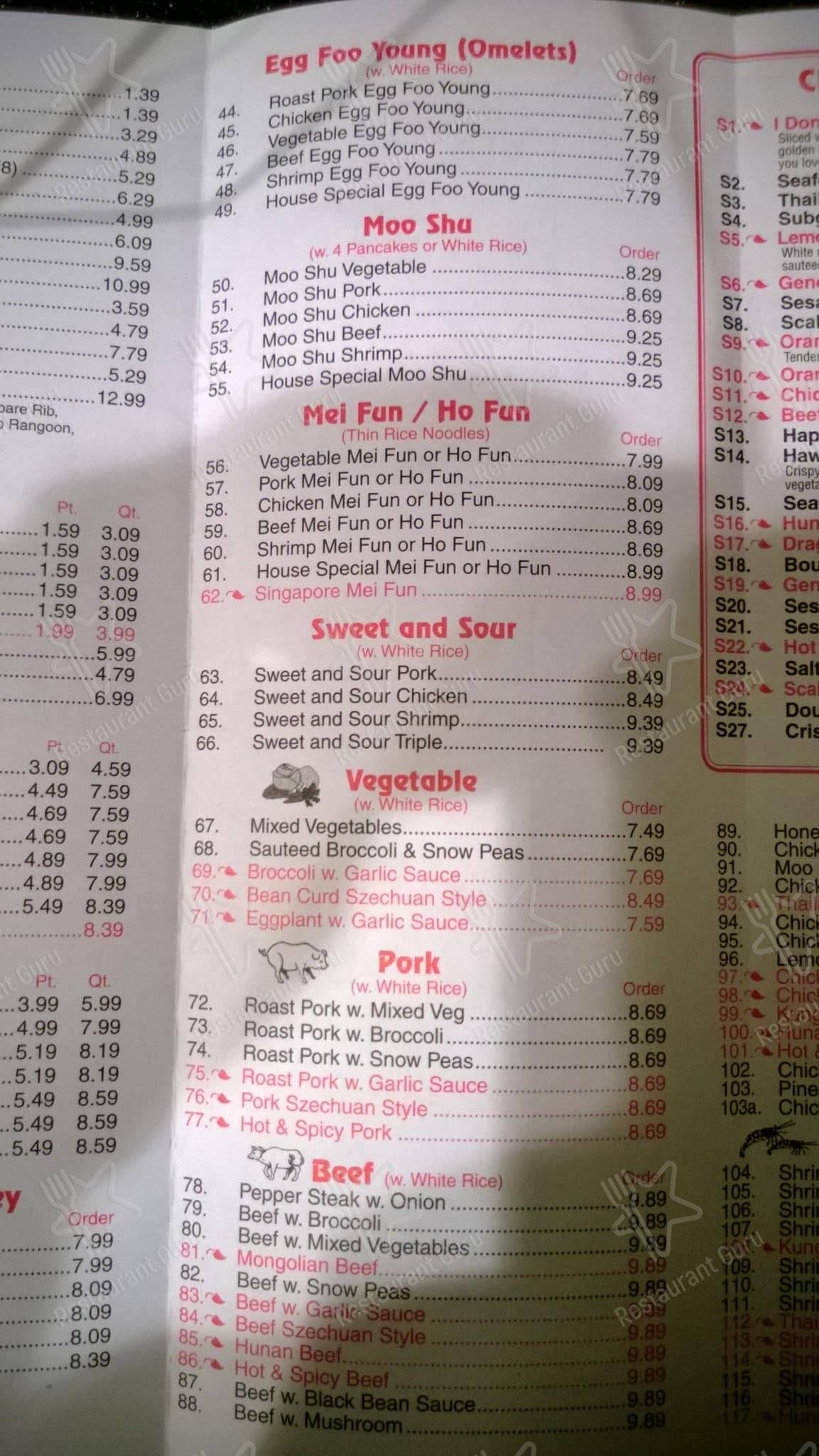 Menu at Sky Dragon Chinese Restaurant, Port St. Lucie, SW Village Pkwy