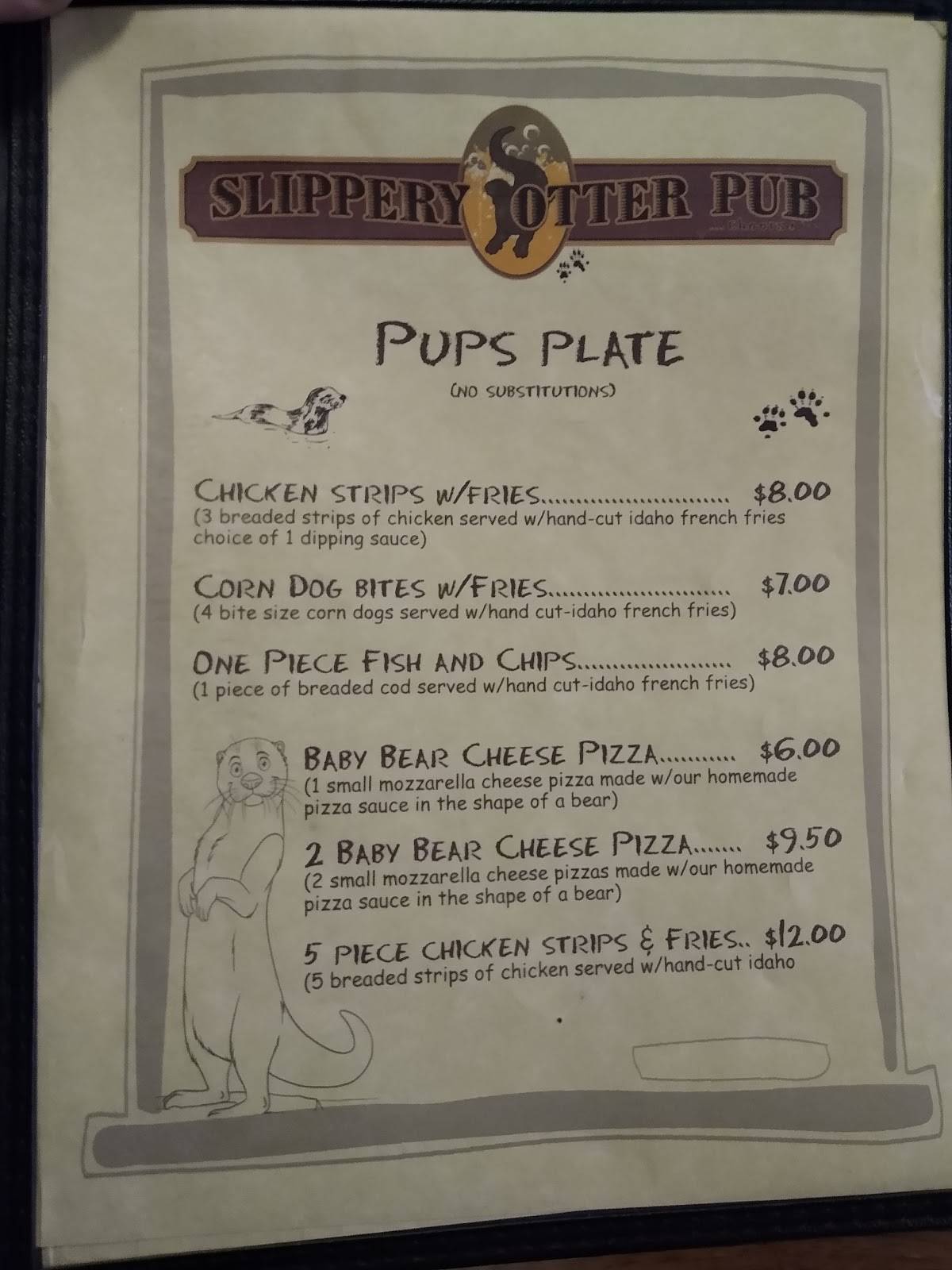 Menu at Slippery Otter Pub, West Yellowstone, 139 N Canyon St