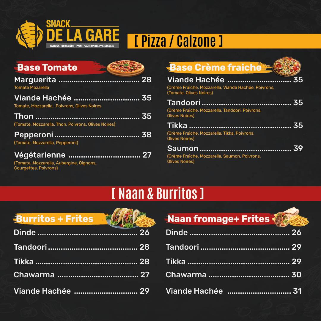 Carta del restaurante Snack del la gare Al wifaq temara, Temara