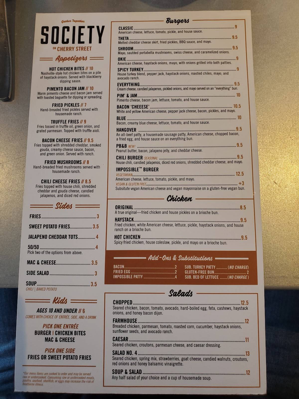 Menu at Society Burger restaurant, Tulsa, E 15th St Suite B