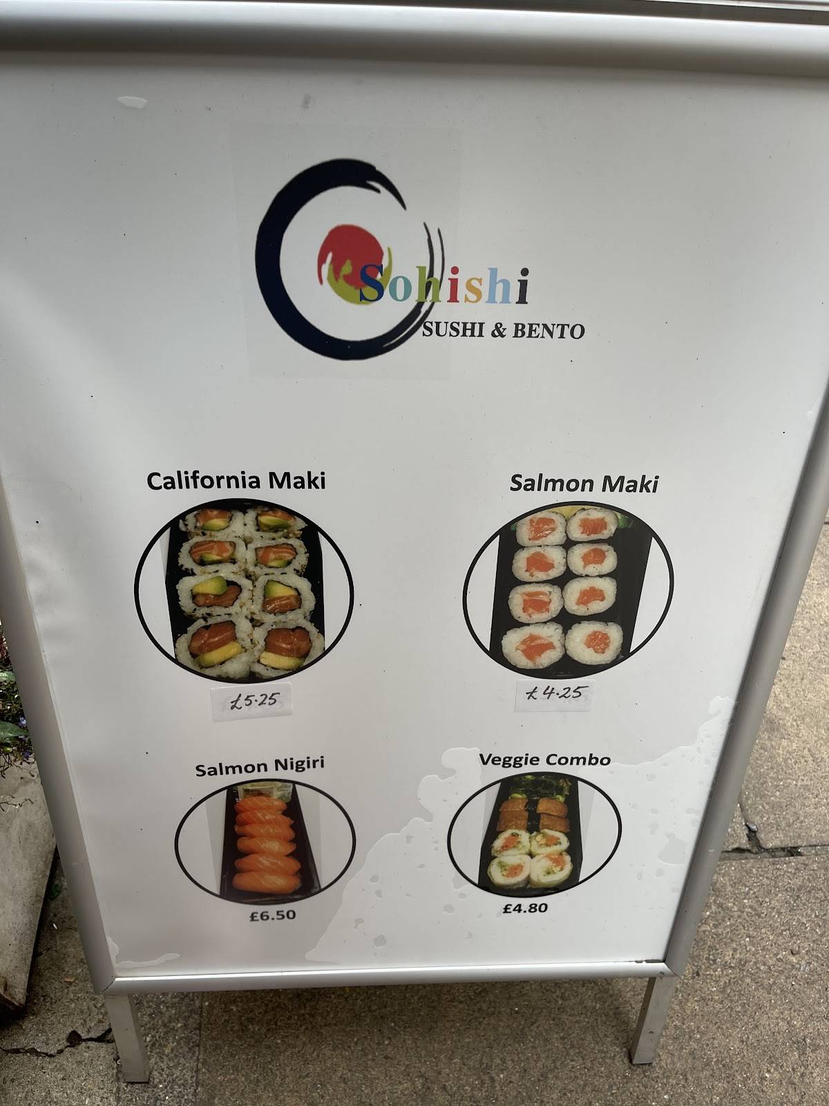 Menu at Sohishi sushi & bento restaurant, London