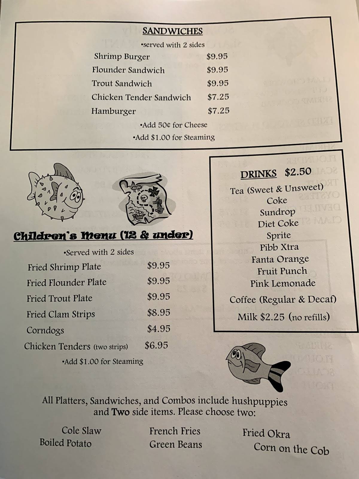 Menu at Something Fishy Seafood restaurant, Wilmington