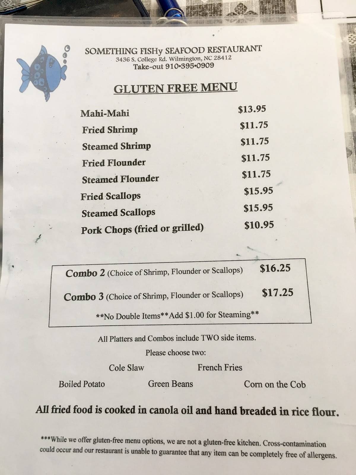 Menu at Something Fishy Seafood restaurant, Wilmington