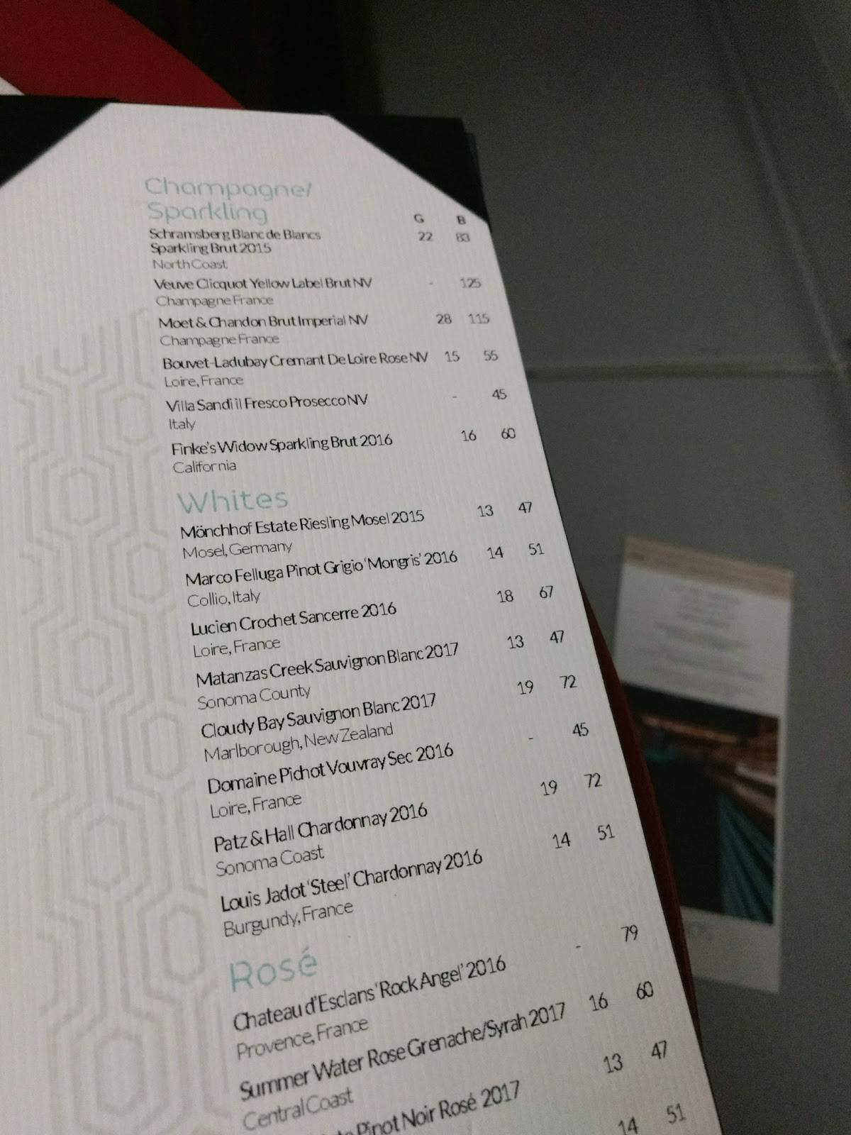Menu at Spire 73 pub & bar, Los Angeles