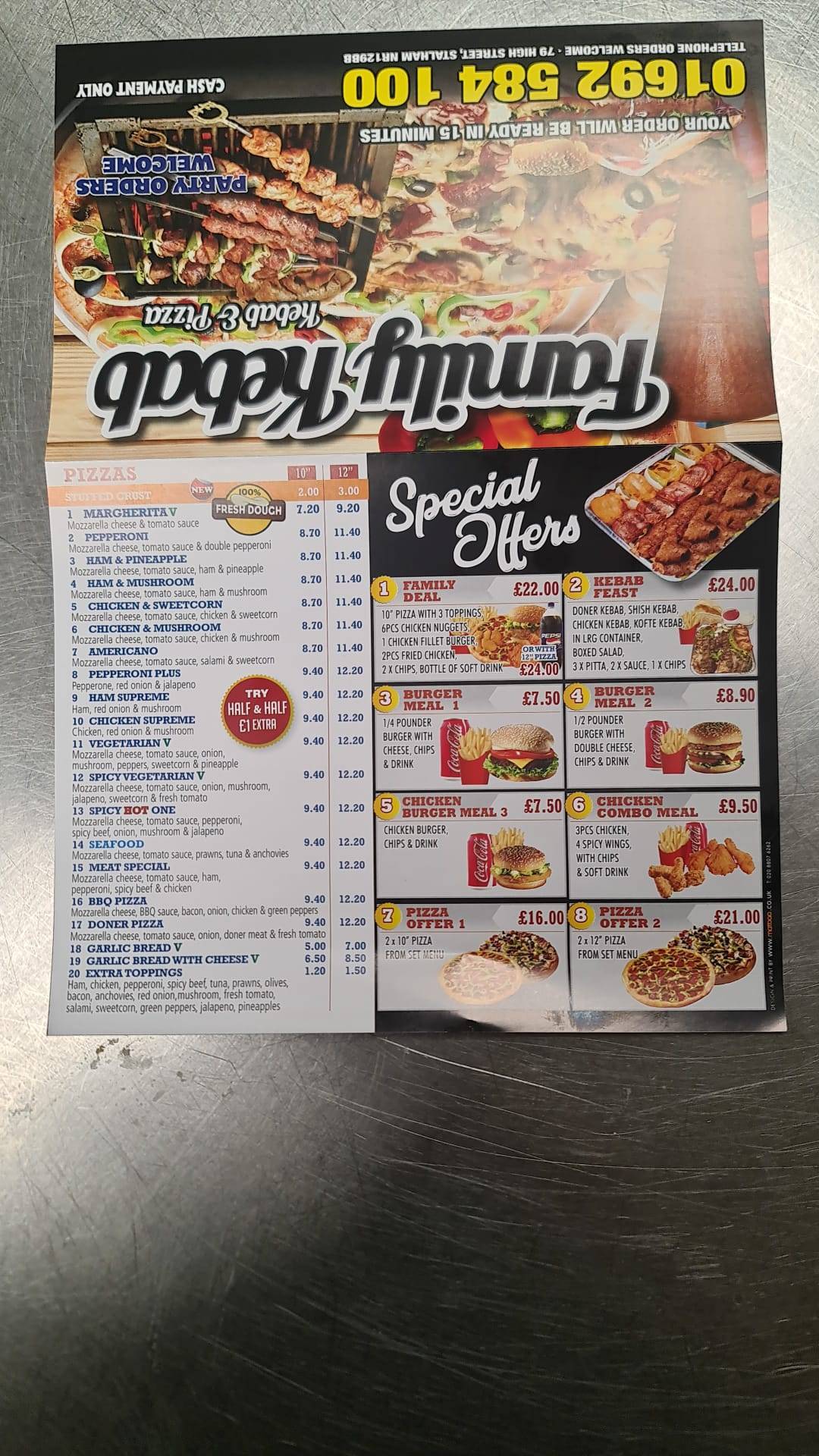 Menu at Family Kebab House pizzeria, Stalham