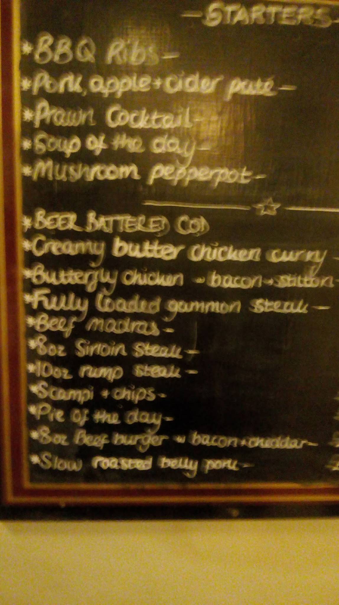 Menu at Star Inn pub & bar, Tideswell