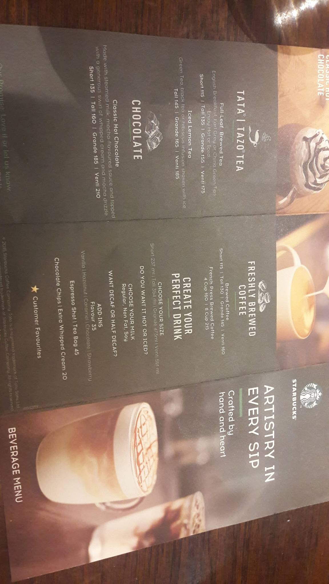 Menu at Starbucks Coffee, Mumbai, Shree Krishna Hindu Merchant Club Girgaon