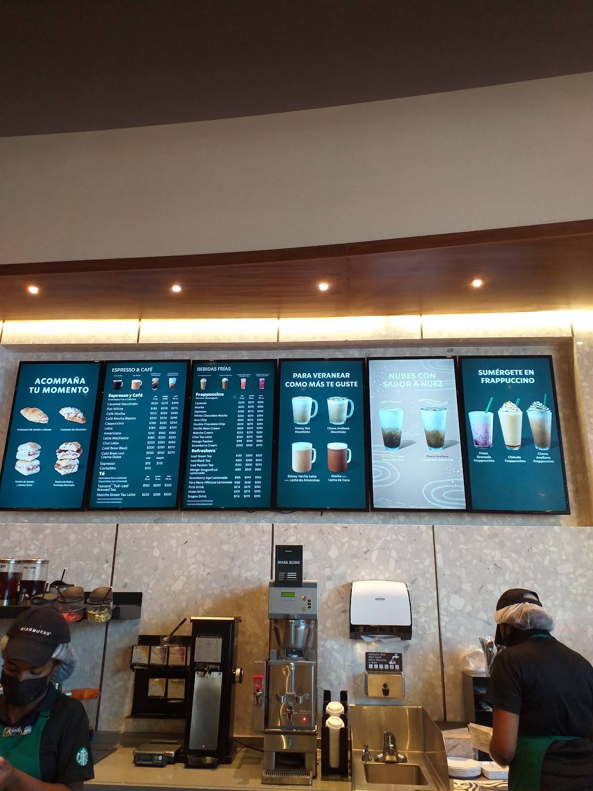 Menu at Starbucks cafe, Santo Domingo, Downtown Center