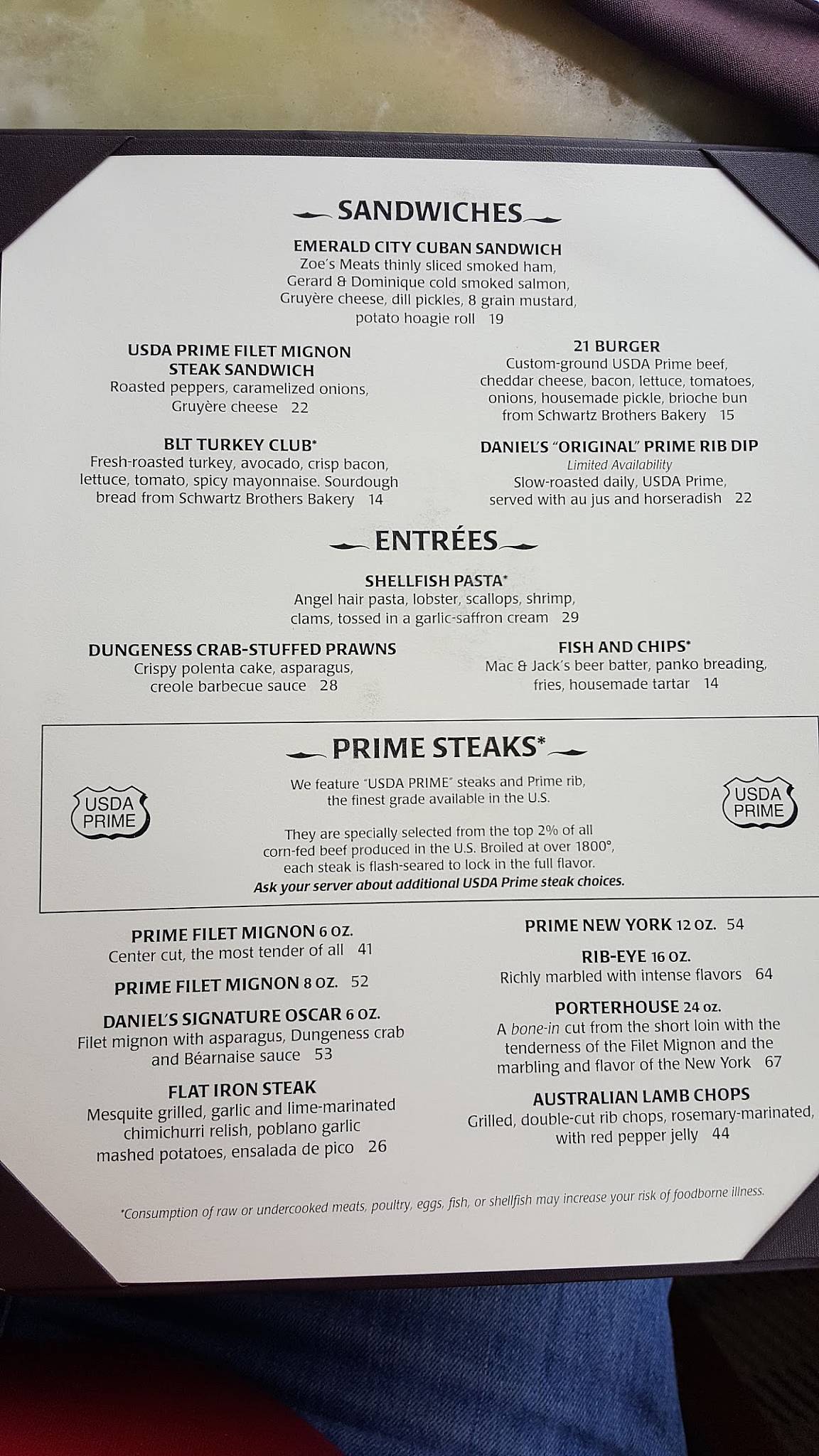 Menu at Daniel’s Broiler steakhouse, Bellevue, NE 8th St Unit BP2101