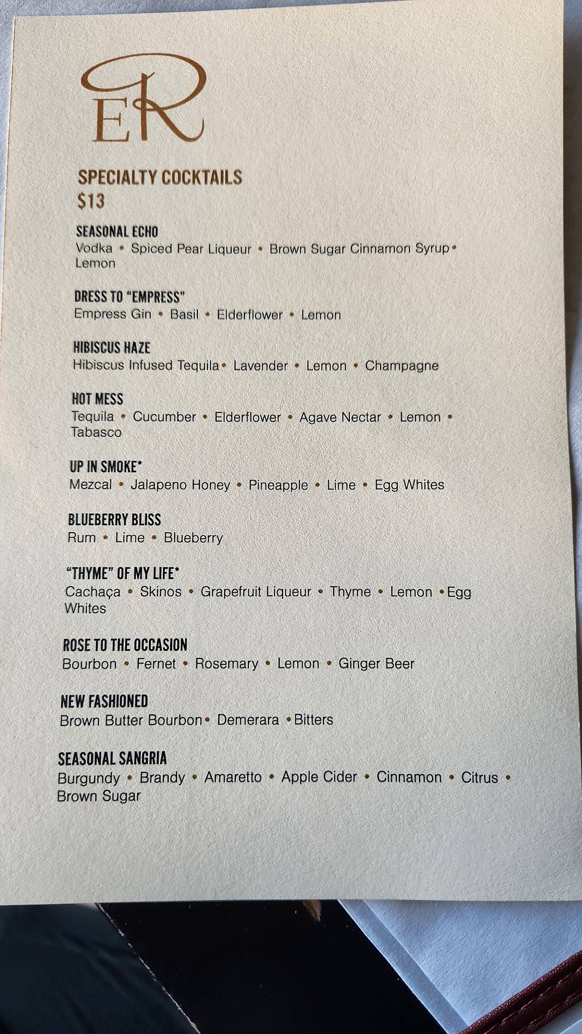 Menu at Echo & Rig Butcher and Steakhouse, Las Vegas