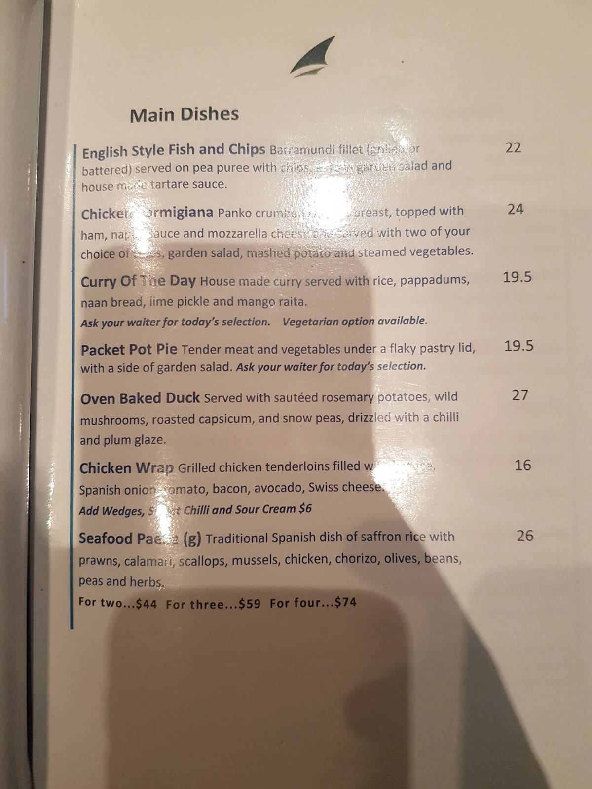 Menu at Steam Packet Hotel restaurant, Williamstown