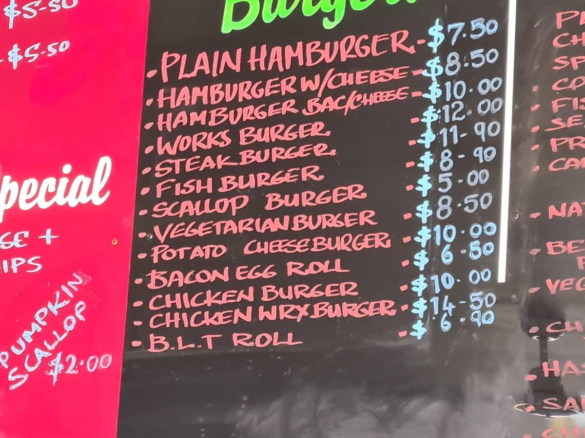 Carta del restaurante Stokes Burgers, Toukley